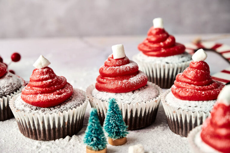 Christmas Santa Cupcakes with Cream Cheese Frosting - My Reliable Recipes